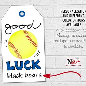 Softball Good Luck Tags, Softball Team Treats and Snacks, Printable ...