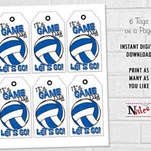 Volleyball Team Treat Tags, Game Day Goodie Bag Wrapping (digital ...