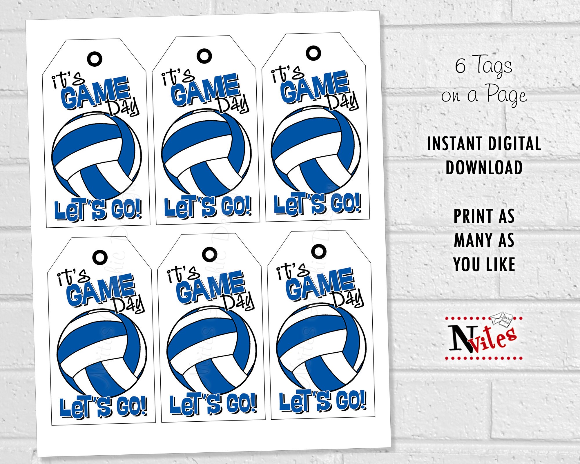 Volleyball Team Treat Tags, Game Day Goodie Bag Wrapping (digital ...