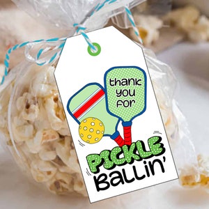 Pickleball Thank You Tags, Printable Pickleball Party Favors and Gift ...