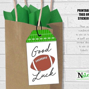 Football Good Luck Tags, Football Team Treat Tags or Labels, Printable ...