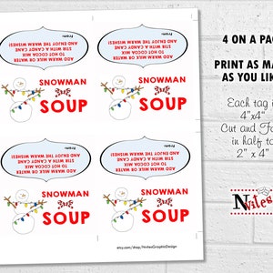 Snowman Soup Bag Toppers, Snowman Soup Tags, Printable Snowman ...