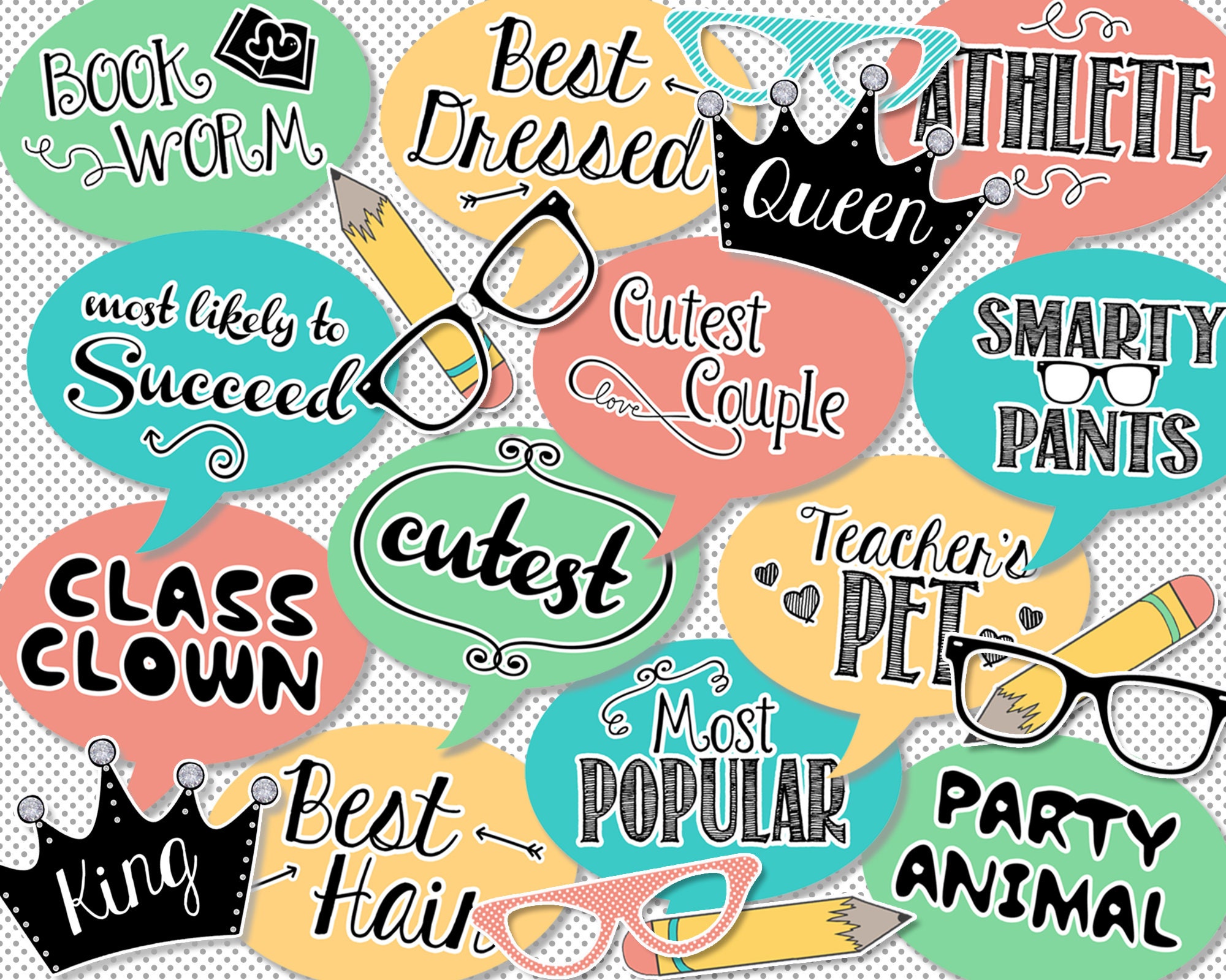 High School Photo Booth Props Prom Homecoming Graduation or - Etsy