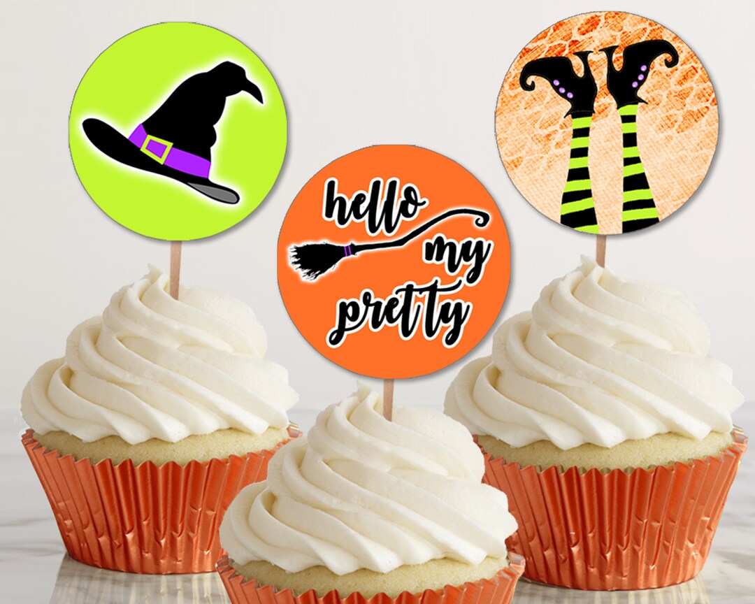 Cupcake Toppers Witch Theme, Halloween Cupcake Toppers and Tags, Wicked ...