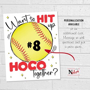 Softball Homecoming Proposal Sign, Want to Hit up HOCO Together Poster ...