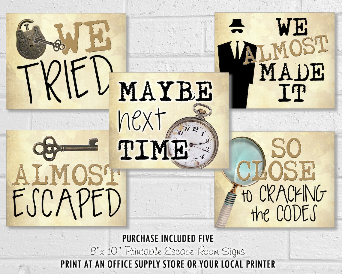Escape Room Signs Escape Room Photo Props Printable Escape - Etsy