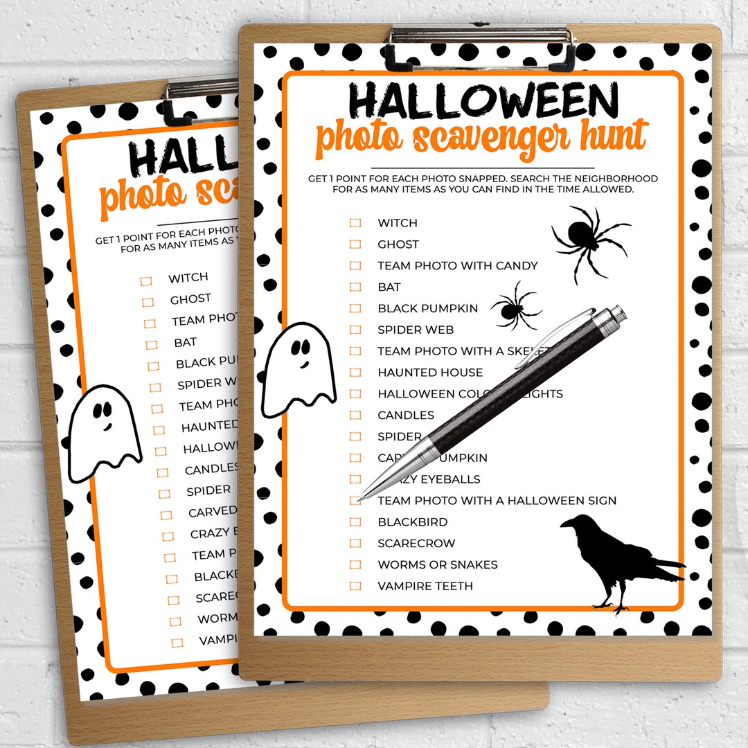 Halloween Photo Scavenger Hunt, Neighborhood Scavenger Hunt, Printable ...