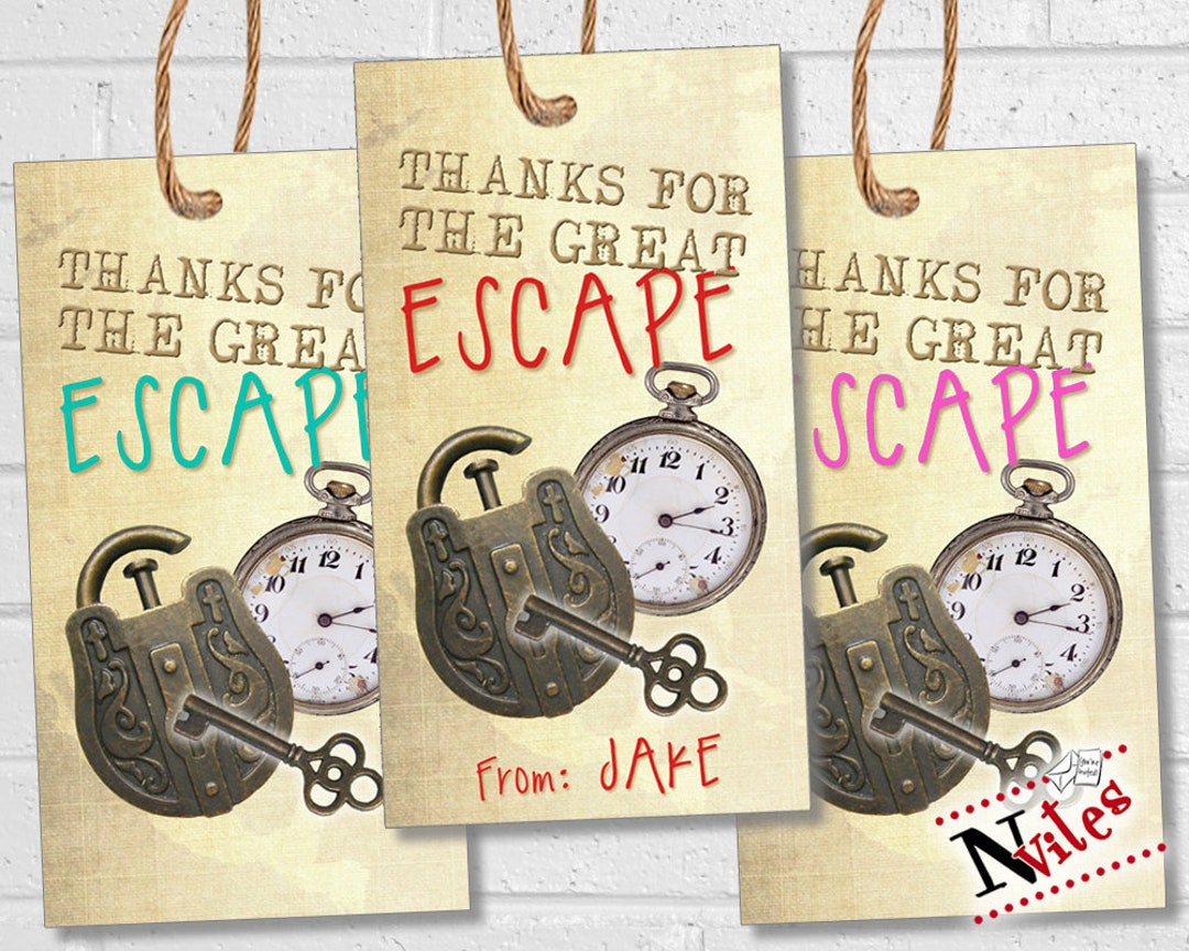 Escape Room Thank You Tags: Printable Party Favor Labels (PDF) - Etsy