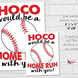 Baseball Homecoming Proposal Sign, HOCO Would Be a Home Run With You ...