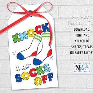 Knock Their Socks off Good Luck Tags, Printable Socks Favor Tags or ...