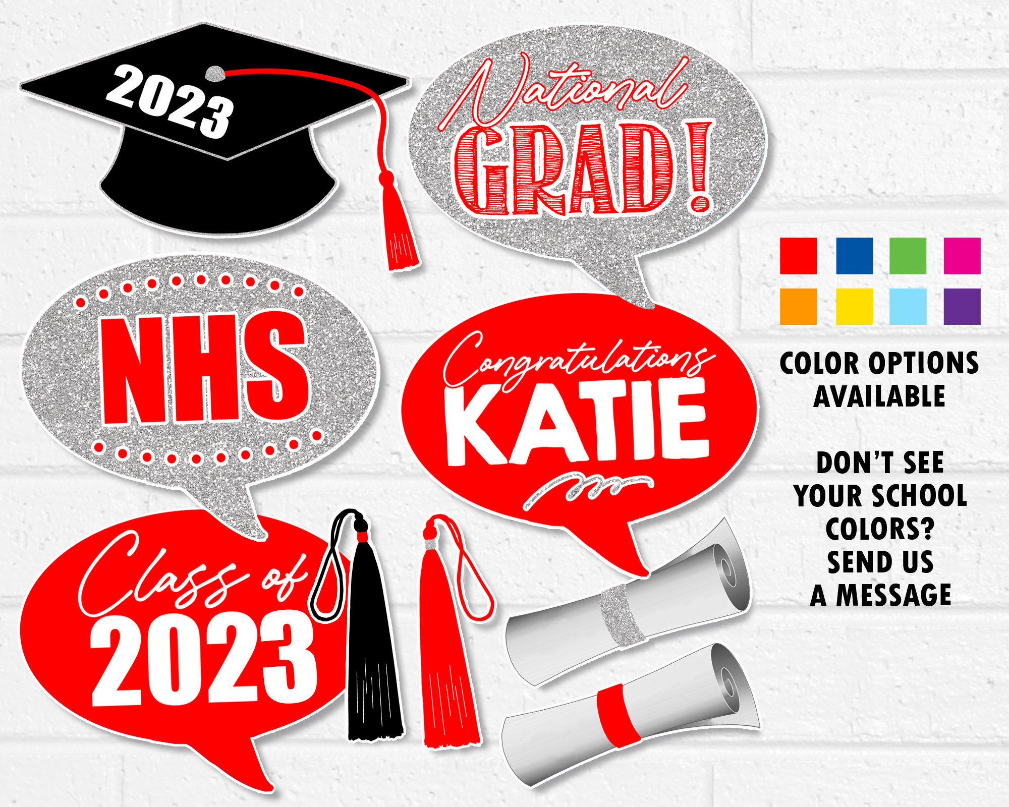 Graduation Photo Booth Props, Class of 2026 Personalized Centerpieces ...