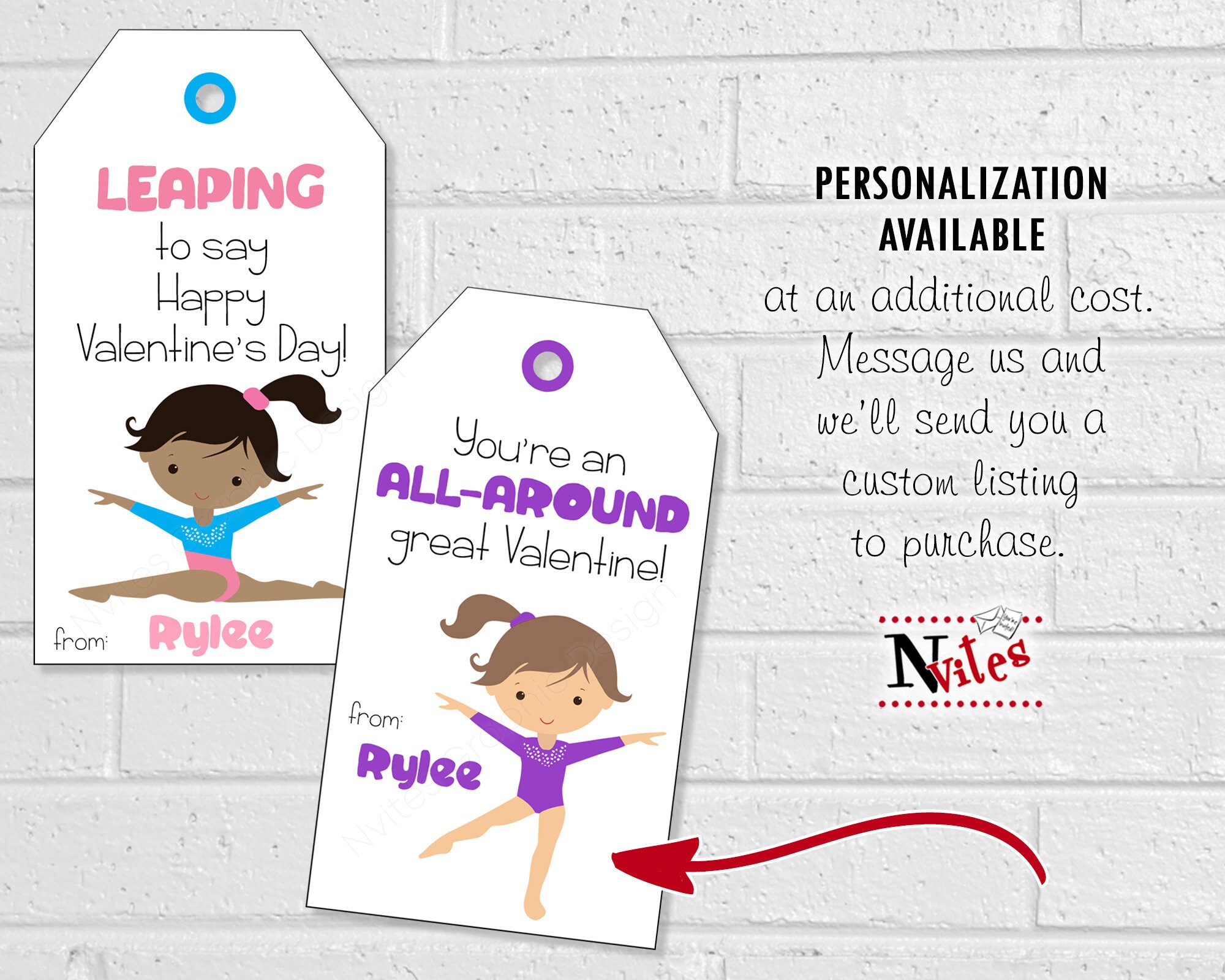 Gymnastics Valentine Tags, Printable Gymnast Treat Tags and Goodie Bags ...