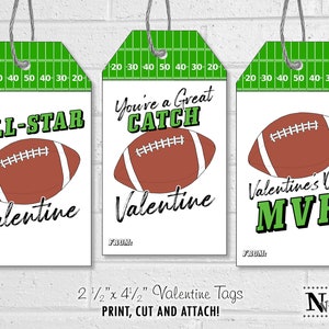 Football Valentine Tags, Great Catch and MVP Valentine Cards, Printable ...