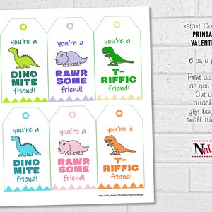 Dinosaur Treat Tags, Dinomite Friend Party Favors, T Rex Printable ...
