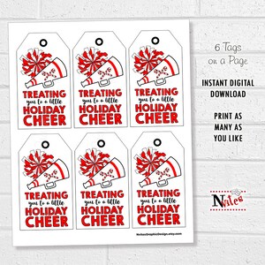 Holiday Cheer Treat Tags, Cheerleading Team Christmas Gift Wrap ...