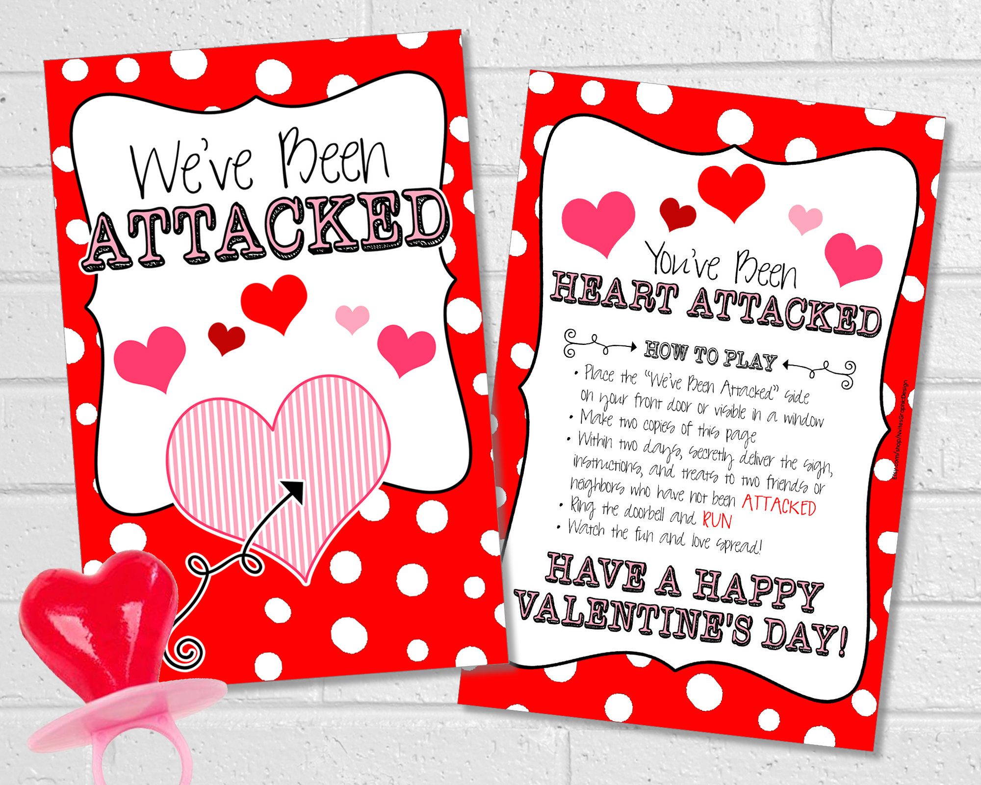 Kids Valentine Game Heart Attack Game Fun Printable | Etsy