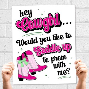 Prom Cowgirl Boots Proposal Sign, Saddle up to Prom With Me Poster, Ask ...