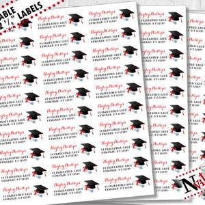 Graduation Return Address Labels, Printable 2024 Custom Graduation Cap ...