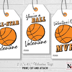 Basketball Valentine Tags, You're a Ball and MVP Valentine Cards ...