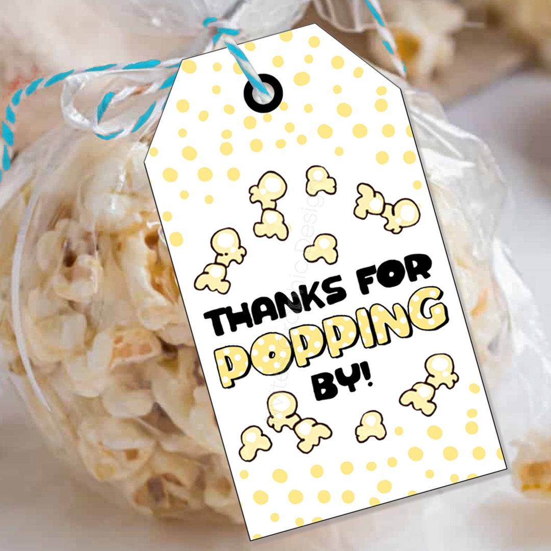 Graduation Thanks for Popping by Party Favor Tags, Printable Popcorn ...