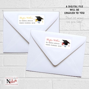 Graduation Return Address Labels, Printable 2025 Custom Graduation Cap ...