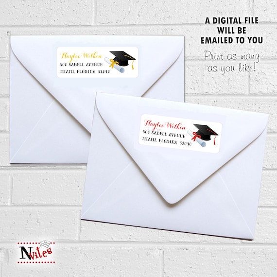 Printable Return Address Labels Graduation Gold Graduation Return