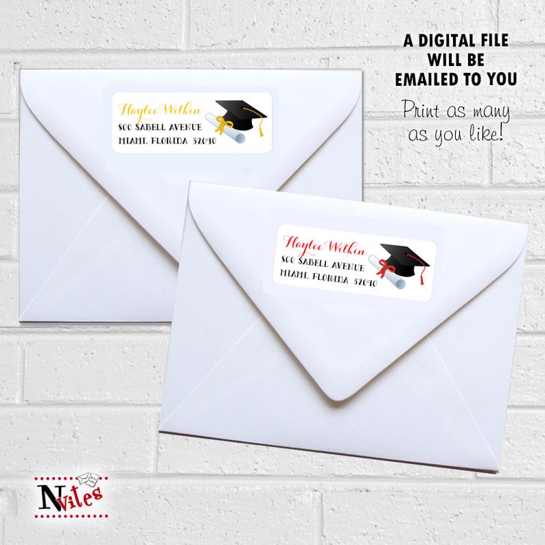 Custom Graduation Return Address Labels, Printable Grad Stickers in ...