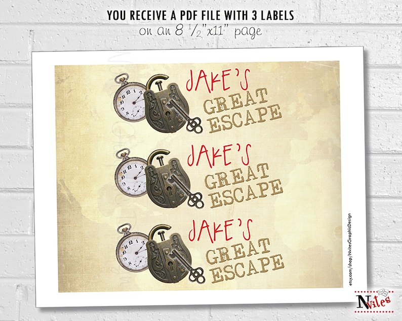 Escape Room Bottle Labels and Drink Wrappers Escape Party - Etsy