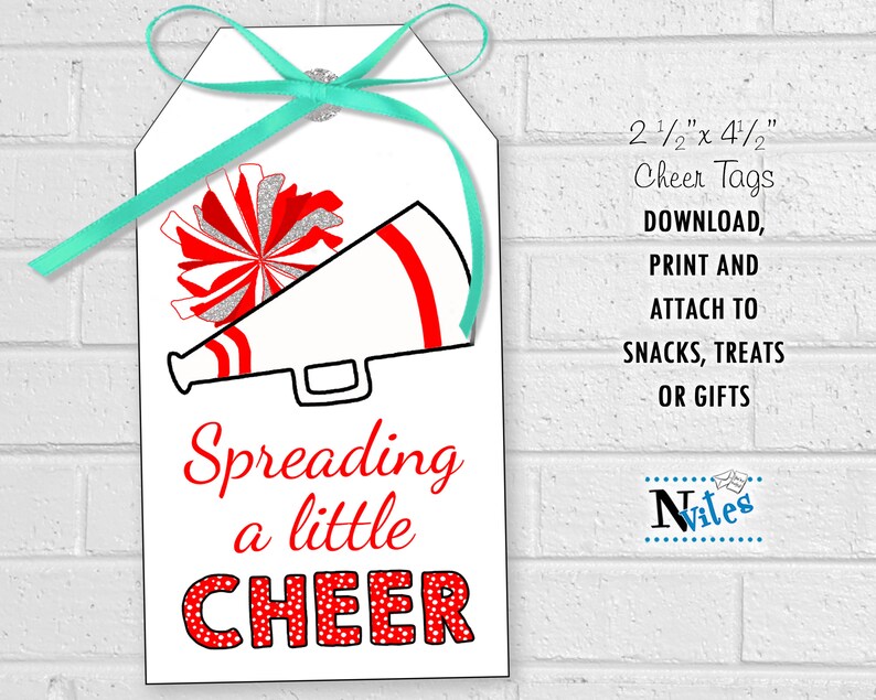 Spreading a Little Cheer Tags, Cheerleading Team Treat Labels ...