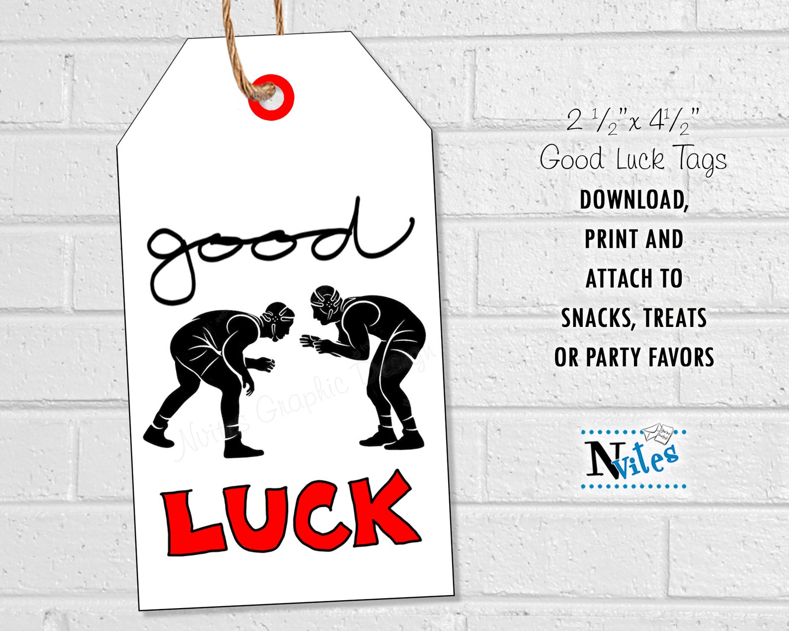 Wrestling Good Luck Favor Tags, Pin Them Team Treats (printable PDF) - Etsy