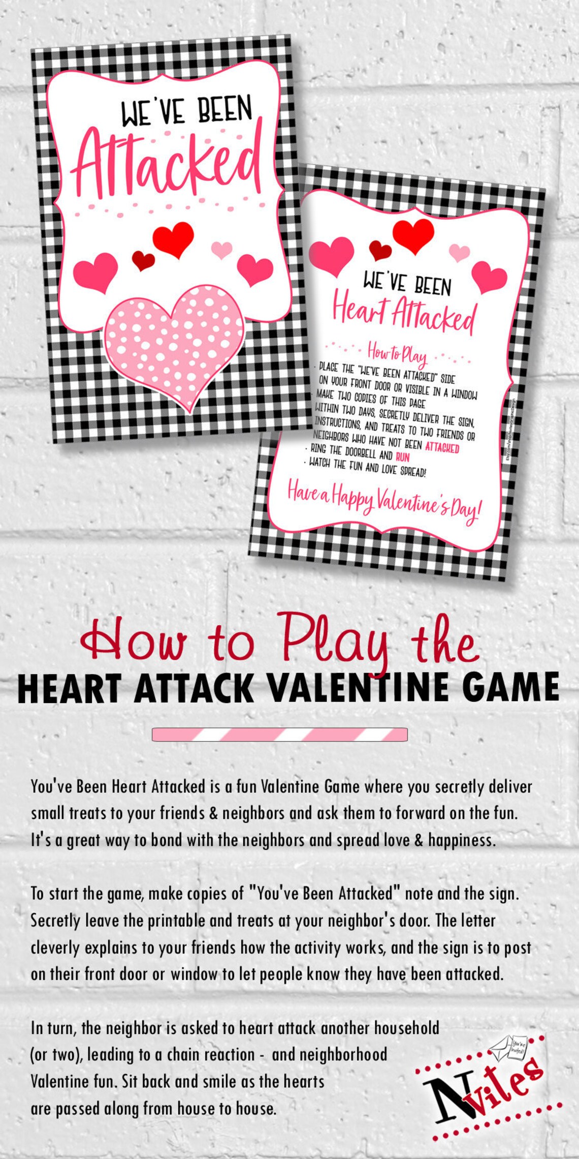 Heart Attack Kids Valentine Game Printable Valentine Neighbor | Etsy