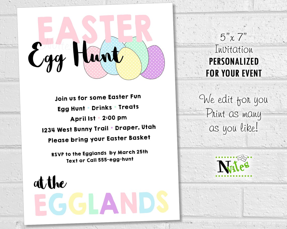 Easter Egg Hunt Invitation Egg Hunt Neighborhood Party Egg - Etsy