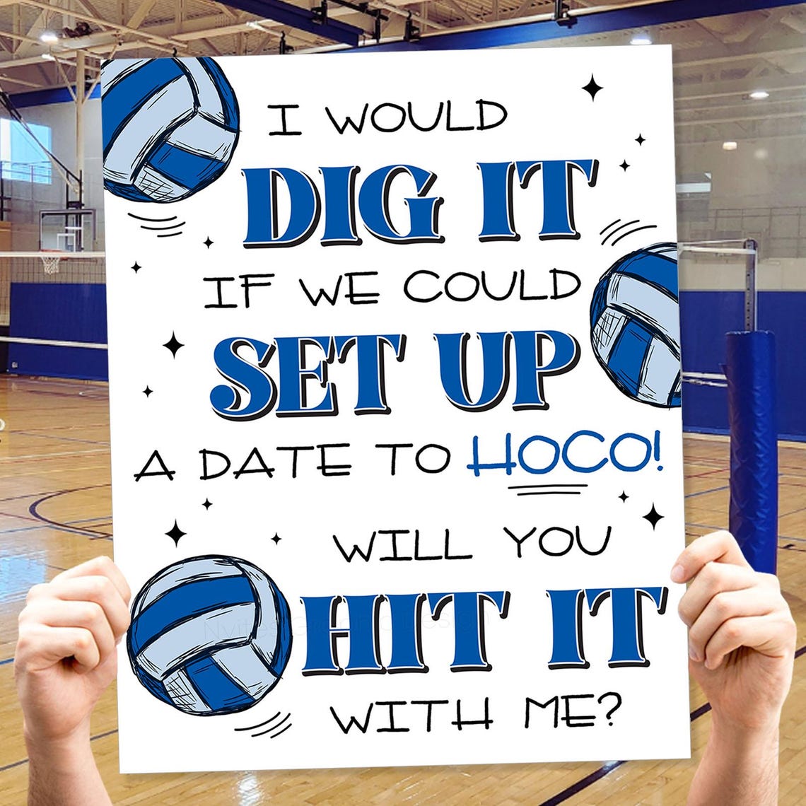 Volleyball Homecoming Proposal Sign: Royal Blue HOCO Poster (digital ...