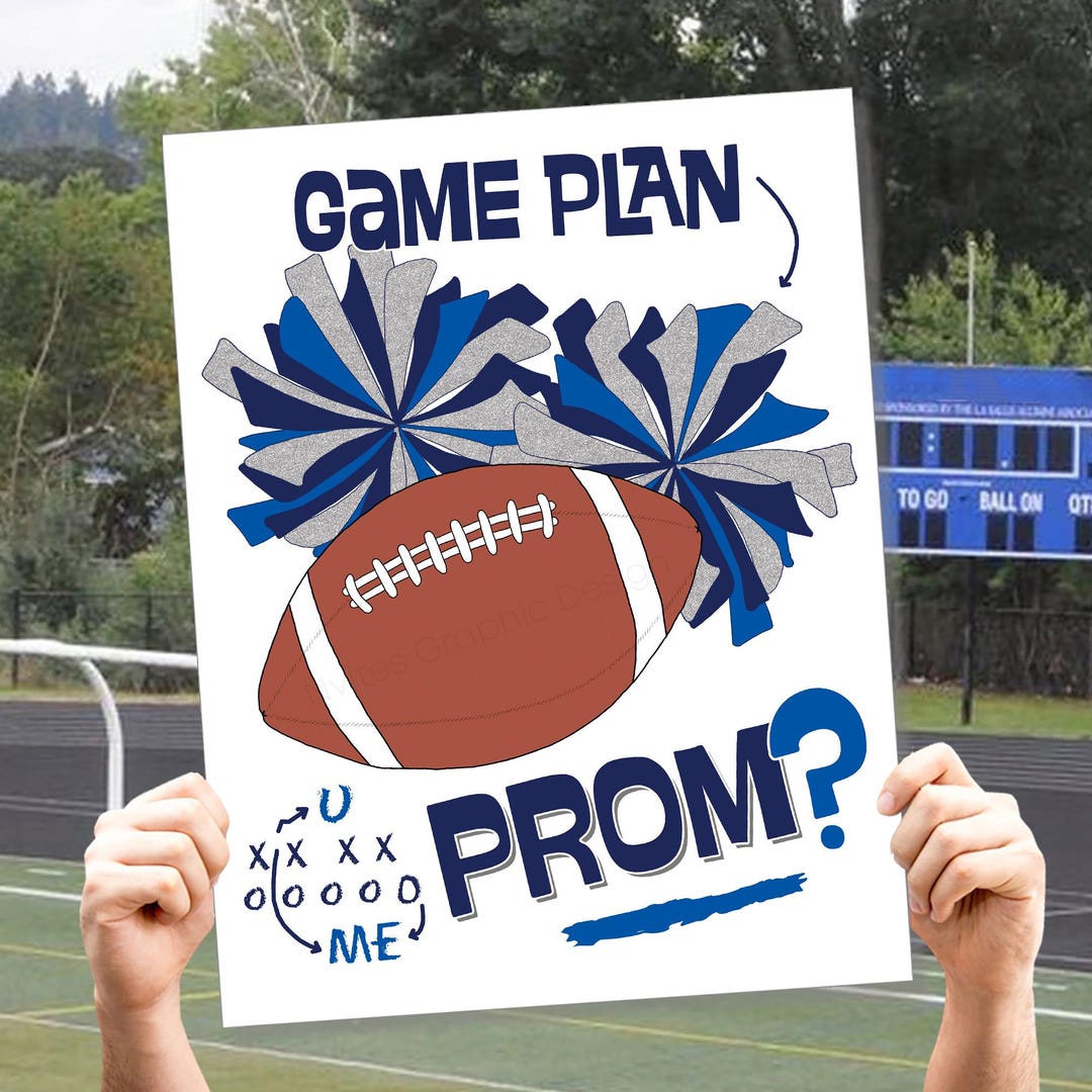 Football Prom Proposal Sign: Cheerleader You + Me Game Plan (digital ...