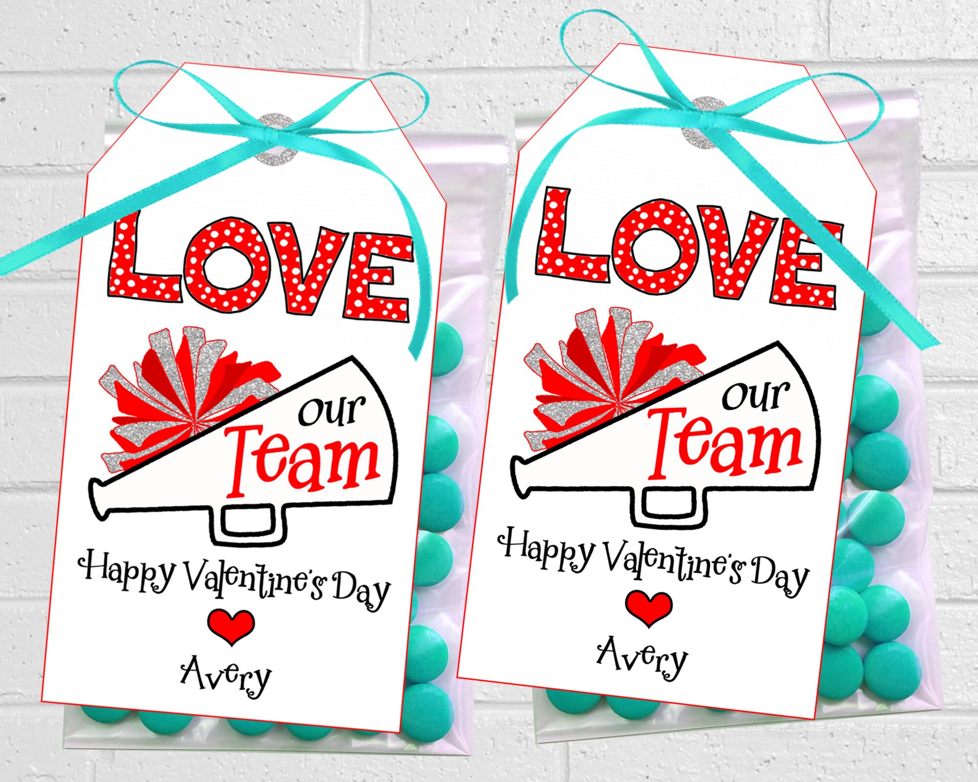 Cheerleading Valentine Tags Cheer Team Treat Labels for - Etsy