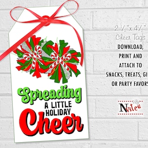 Spreading a Little Holiday Cheer Tags, Printable Cheerleading and Poms ...