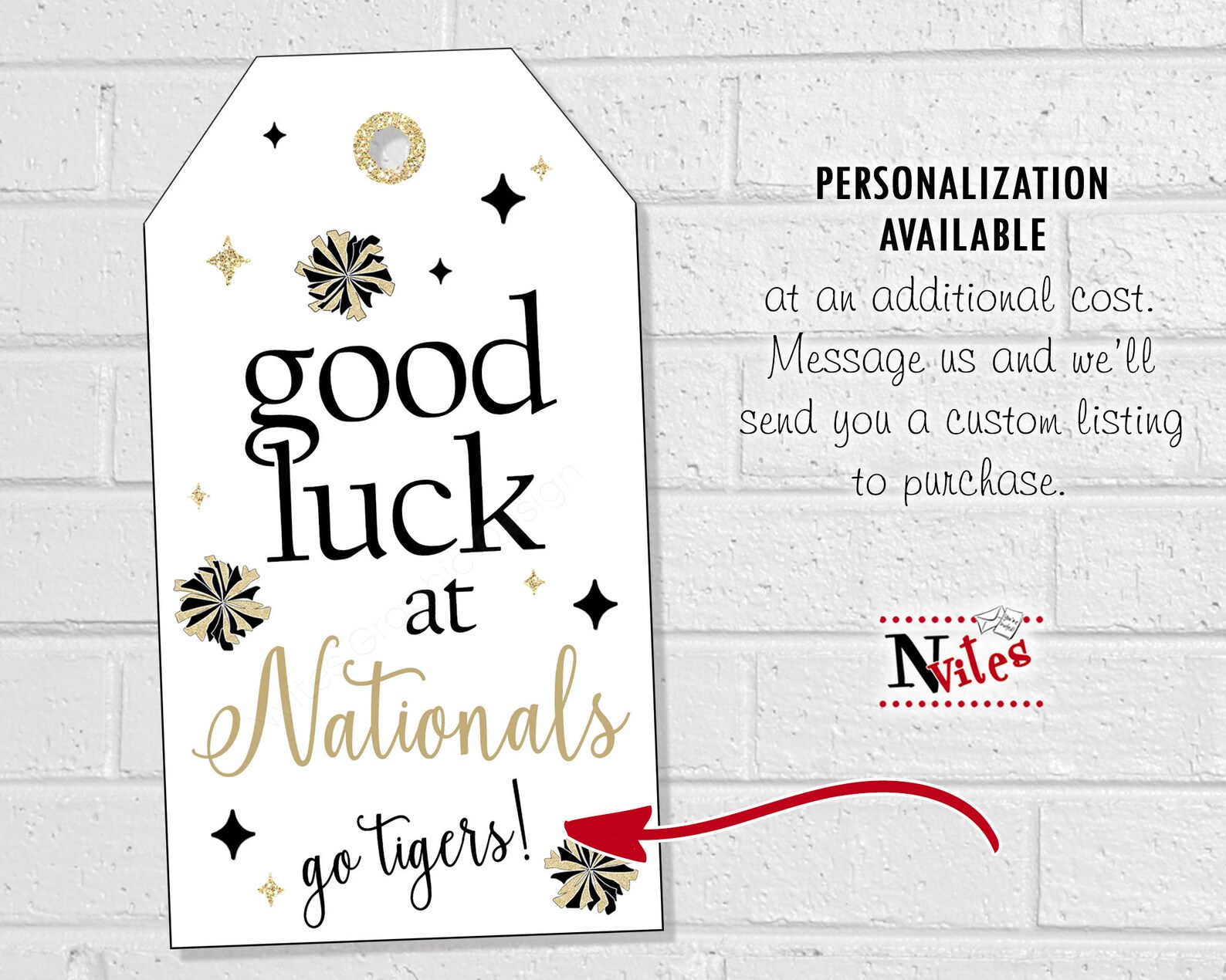 Nationals Cheer and Dance Team Good Luck Tags, Cheerleading Team Treat ...