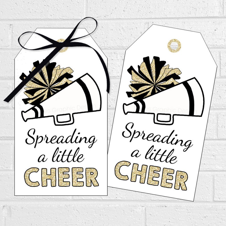 Spreading Cheer Poms Gift Tags, Cheerleading and Spirit Squad Treat ...