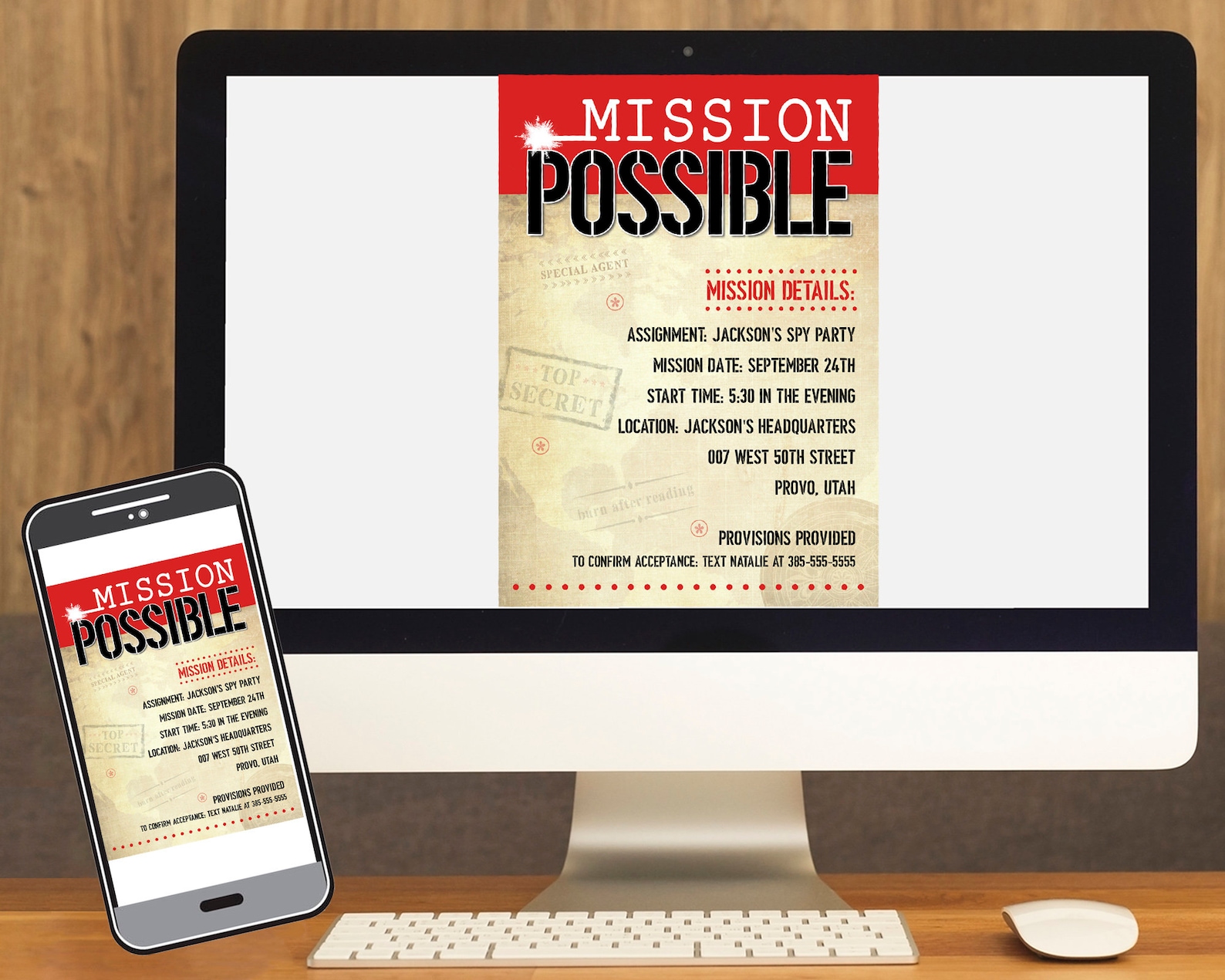 Mission Possible Spy Birthday Party, Escape Room Party Invitation ...