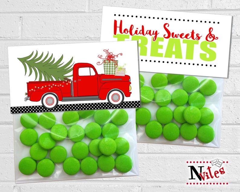 Printable Christmas Treat Bag Toppers Holiday Treat Tags | Etsy