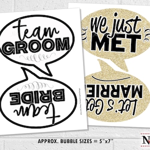 Wedding Photo Booth Props, Team Bride and Groom Reception Selfie ...