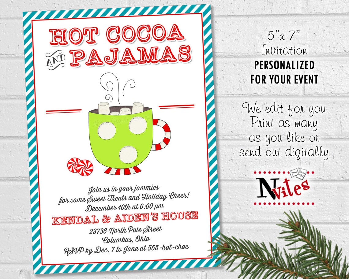 Hot Cocoa and Pajama Party Holiday Hot Chocolate Bar Party - Etsy
