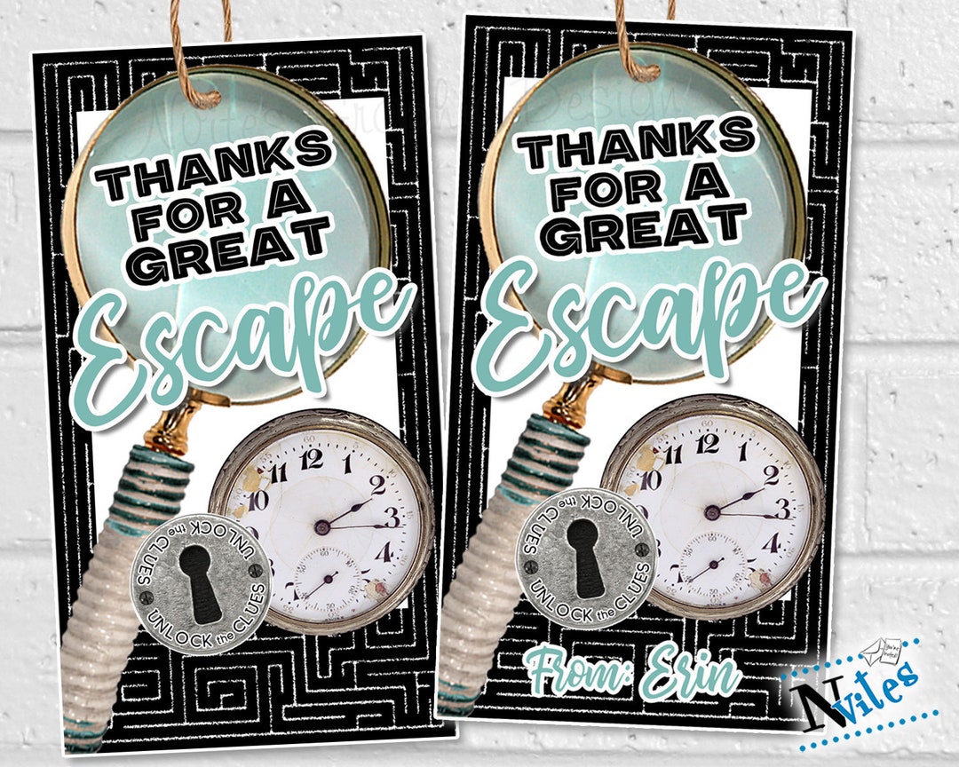 Escape Room Thank You Tags Escape Room Party Escape Room - Etsy