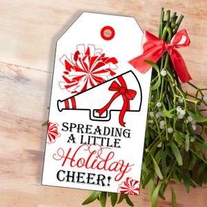 Spreading a Little Holiday Cheer Tags, Printable Cheerleading and Pom ...