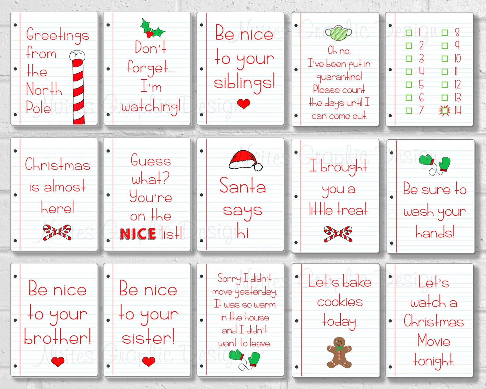 Printable Elf Notes Holiday Cards From Your Elf Messages | Etsy