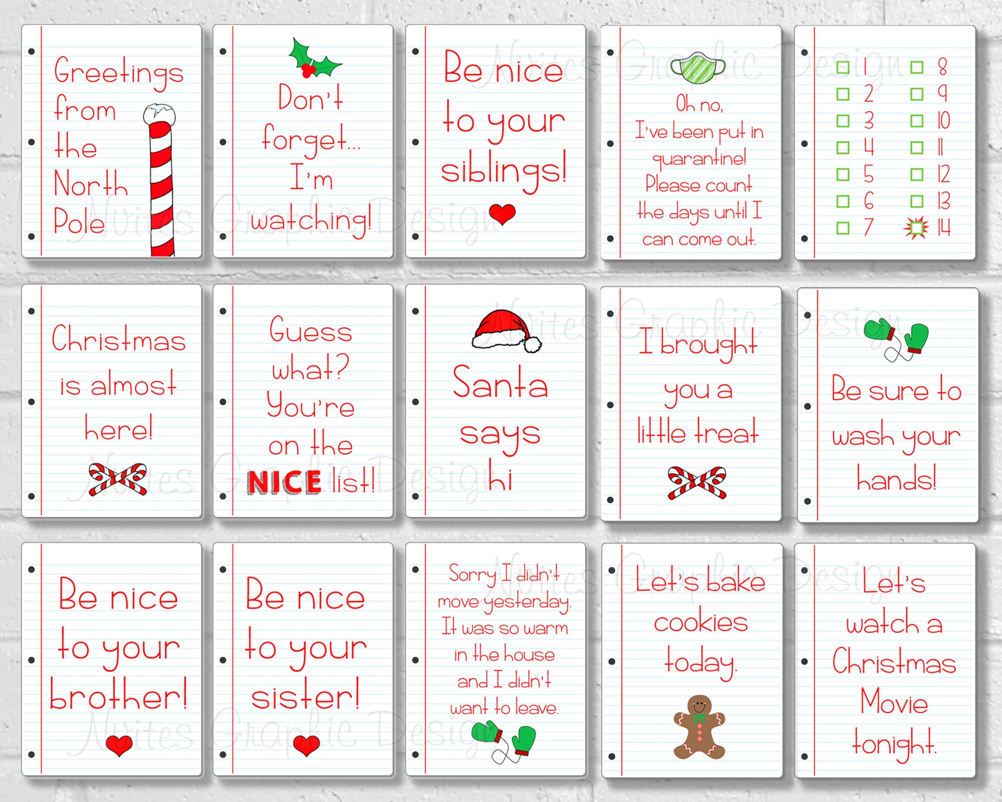 Printable Elf Notes Holiday Cards From Your Elf Messages | Etsy