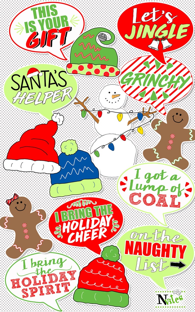 Holiday Photo Booth Props Christmas Photo Props Fun Holiday - Etsy