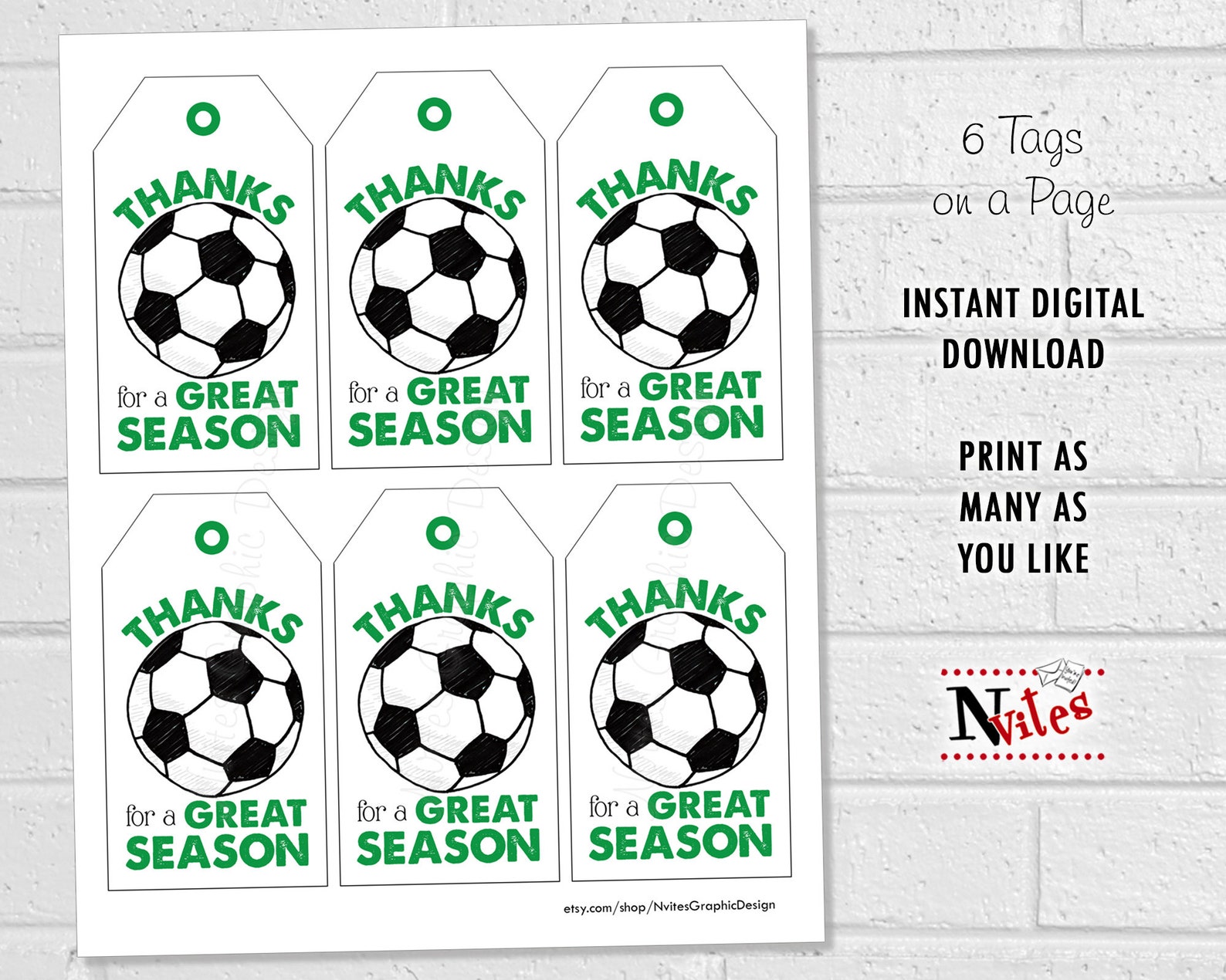 Soccer Great Season Tags Printable End of Season Soccer Team - Etsy