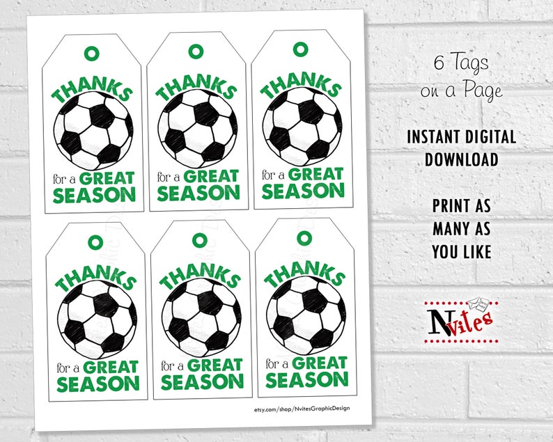 Soccer Great Season Tags Printable End of Season Soccer Team - Etsy