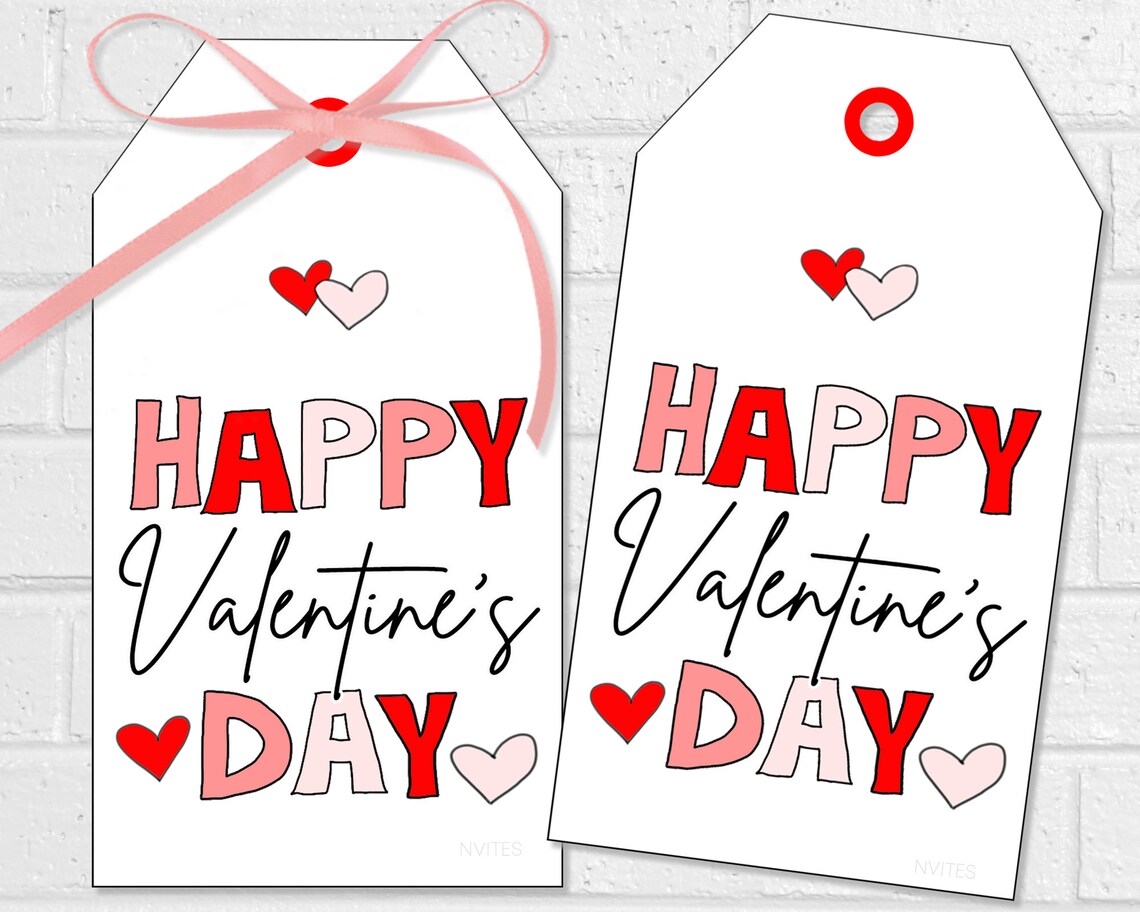 Happy Valentine's Day Printable Tags Heart Treat Label - Etsy